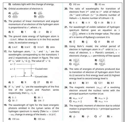 Here Are Multiple Choice Questions Related To Atomic Structure And Quantu