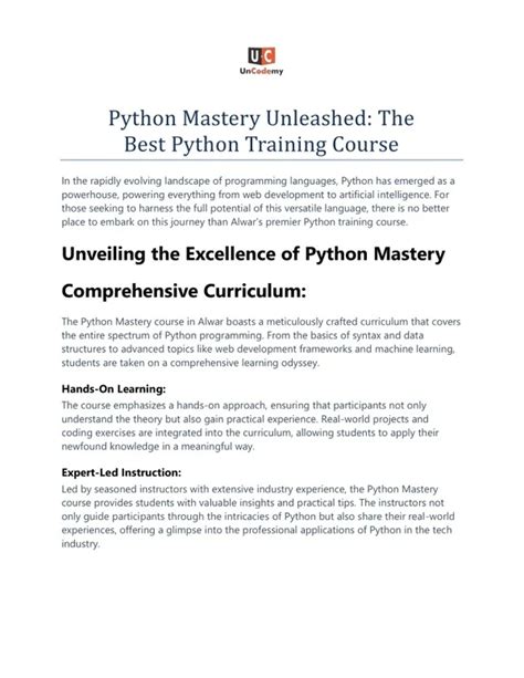Ppt Python Mastery Unleashed The Best Python Training Course Powerpoint Presentation Id