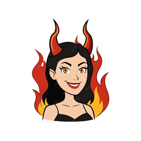 A Young Attractive Horned Devil Daemon Succubus Brunette Girl Smile