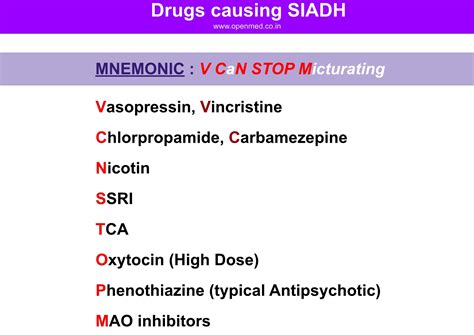 Drugs Causing Siadh Mnemonic