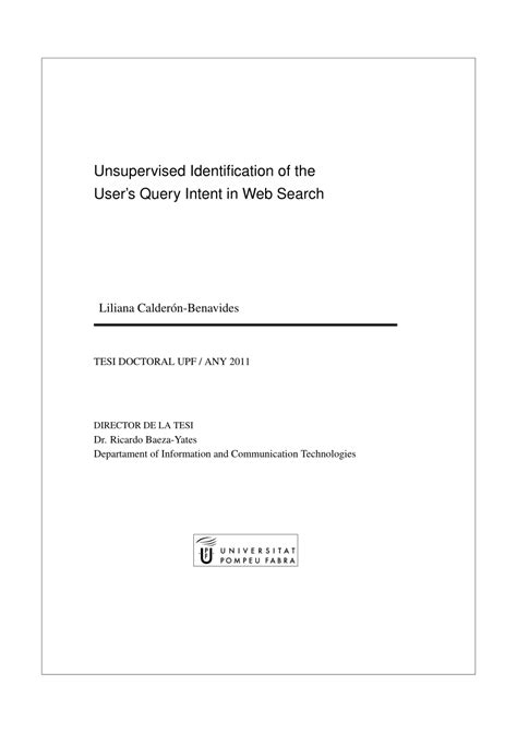 Pdf Unsupervised Identification Of The Users Query Intent In Web Search