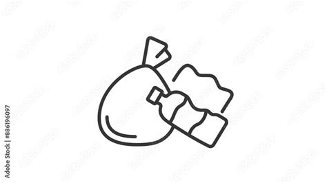 Animated Garbage Icon Waste Management Line Animation Trash Bag And Plastic Bottle Landfill
