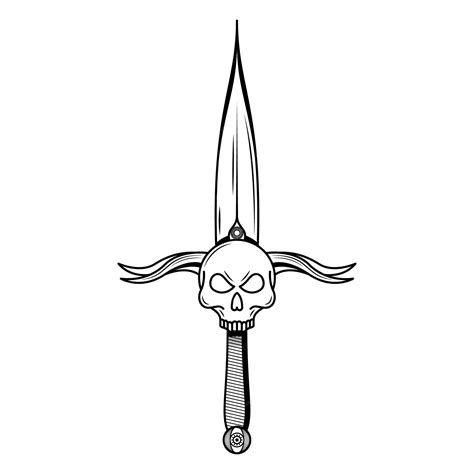 Premium Vector Abstract Black Simple Line Metal Sword Knife Dagger