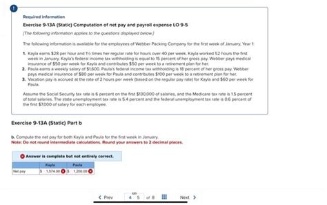 Solved Required Information Exercise 9 13a Static