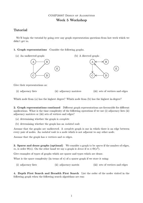Workshop 5 Questions Tutorial Week 5 Comp20007 Design Of Algorithms