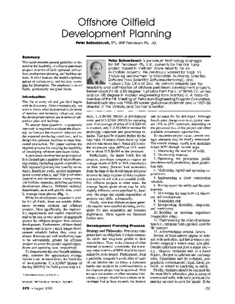 Pdf Offshore Oilfield Development Planning