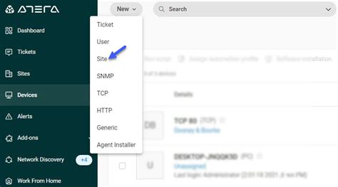 create sites and users atera support