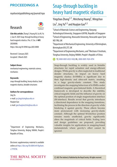 Snap Through Buckling In Heavy Hard Magnetic Elastica Request Pdf