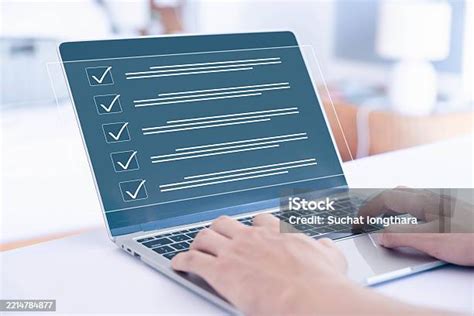 Tick Check Mark In A Checklist Concept Of Form Audit And Certificate Digital Process Of Audit