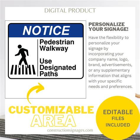 Pedestrian Walkway Use Designated Paths Printable Download