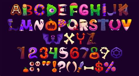 Premium Vector Halloween Font Cartoon Evil Monster Alphabet Type
