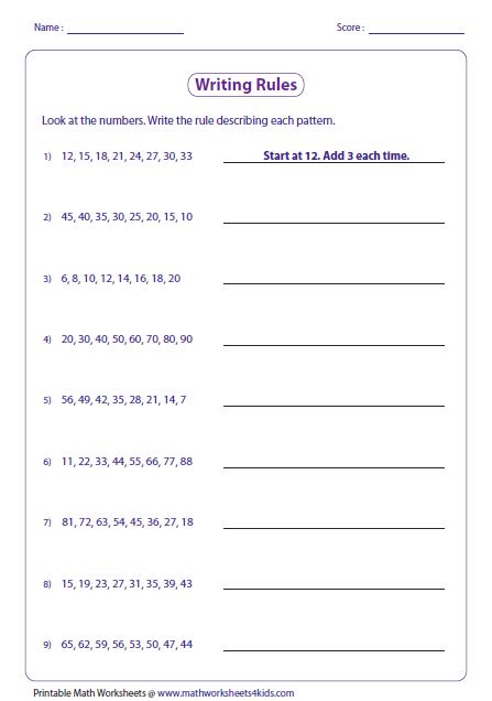 Pattern Worksheets
