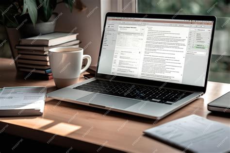 Premium Ai Image A Minimalist Desk Setup With A Laptop Displaying An