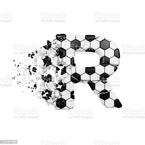 깨진 부서진된 알파벳 편지 R 분쇄 된 축구 글꼴 축구 텍스처의 만든 3d 렌더링에 고립 된 흰색 배경 0명에 대한 스톡 사진 및 기타 이미지 Istock