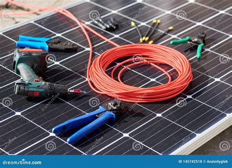 Different Details Instruments For Installing Solar System Stock Photo Image Of Ecological