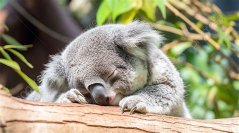 Koala Ayısı Bir Ağaç Dalı üzerinde Uyur Başarı Için Dua Ederken Bile