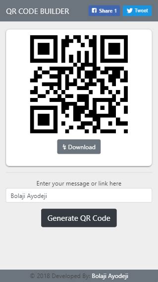 Github Bolajiayodejiqrcode Builder Pwa Qr Code Generator