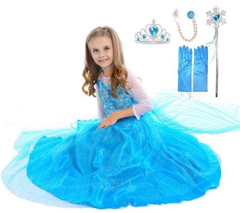 Překrásné šaty Kostým Elsa Frozen Ledové Království Sada 5ks Doplňků