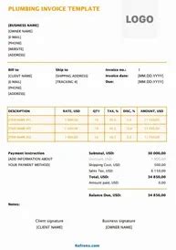 Free Plumbing Invoice Templates Word Excel Pdf