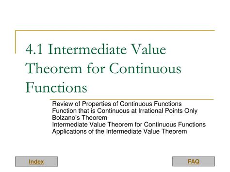 Ppt 41 Intermediate Value Theorem For Continuous Functions