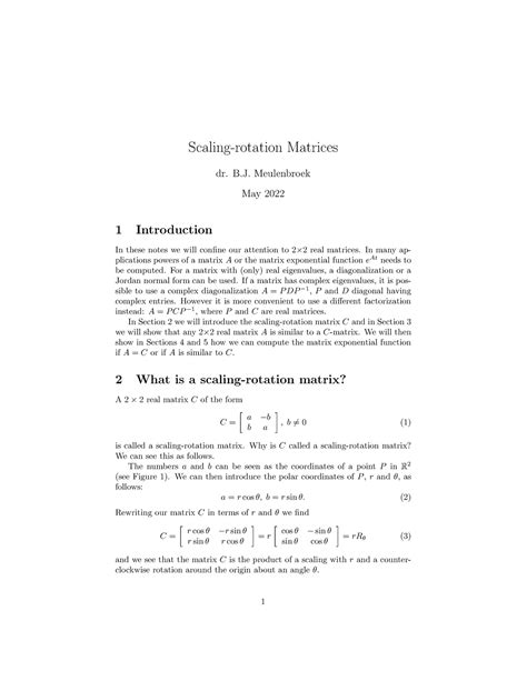 Scaling Rotation Matrices Scaling Rotation Matrices Dr B Meulenbroek May Introduction
