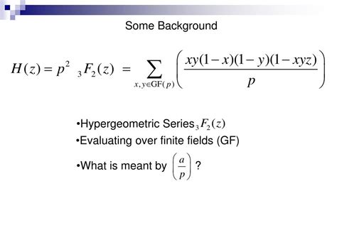 Ppt Special Values Of Hypergeometric Series Over Finite Fields
