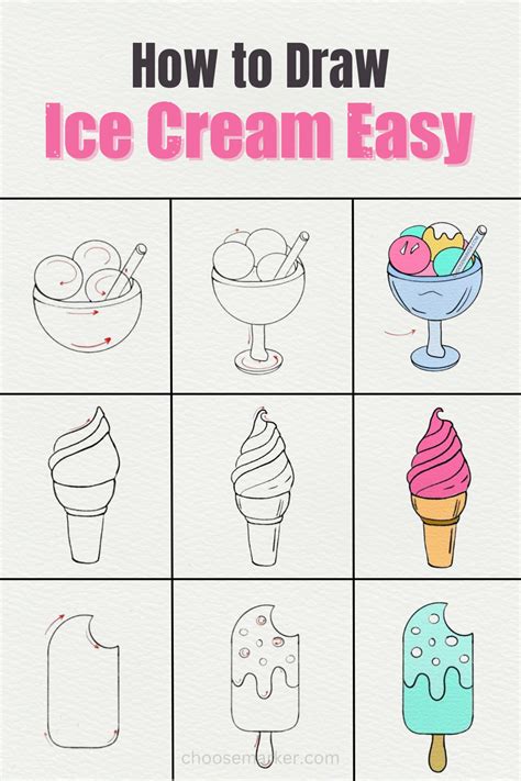 How To Draw An Ice Cream Easy Step By Step With Ideas Draw Ice Cream Cute Easy Drawings