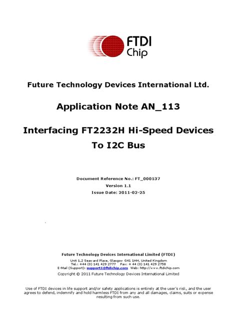 An 113 Ftdi Hi Speed Usb To I2c Example Pdf Telecommunications Computer Engineering