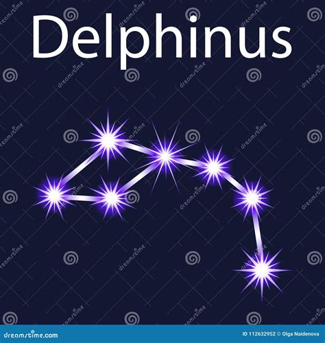 Constellation Delphinus With Stars In The Night Sky Stock Vector Illustration Of Milky Blue