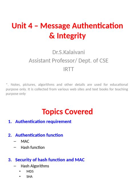 Unit 4 Msg Authentication Integrity Cns Pdf Public Key Certificate Encryption