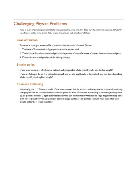 Challenging Physics Problems Pdf