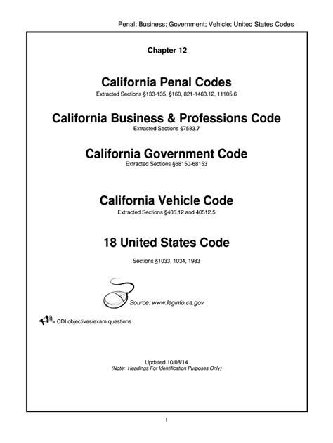 Fillable Online California Penal Codes California Business Amp