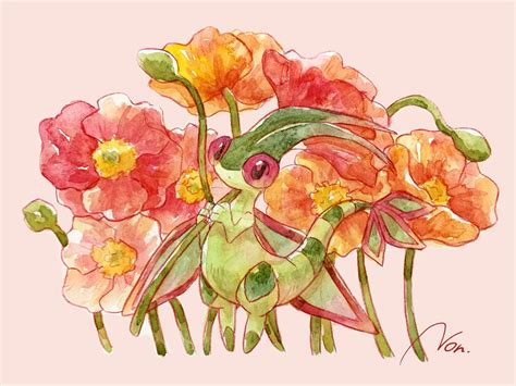 Non Kumakawayusu Flygon Nintendo Pokemon Bud Claws Closed Mouth Dot Mouth Flower Full