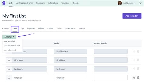 Adding New Fields Emailoctopus Knowledge Base