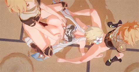 Rule 34 1girls 2boys 3d Aether Genshin Impact Ass Grab Big Breasts