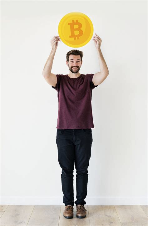 White Man Holding Bitcoin Premium Photo Rawpixel