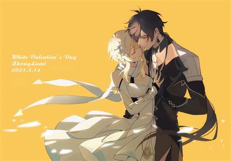 Lumine And Zhongli Genshin Impact Drawn By Gorin Danbooru