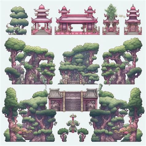 Premium AI Image A Close Up Of A Bunch Of Trees And A Building Generative Ai