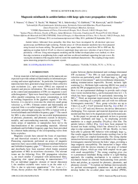 Pdf Magnonic Minibands In Antidot Lattices With Large Spin Wave Propagation Velocities