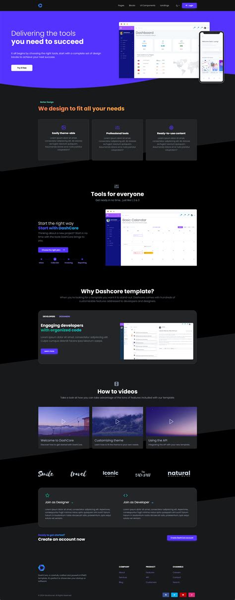 dashcore powerful responsive saas startup and technology html template