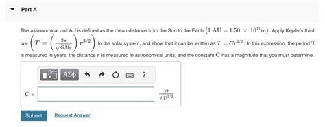 The Astronomical Unit Au Is Defined As The Mean
