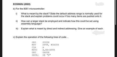 Solved B For The 8051 Microcontroller I What Is Meant By Chegg