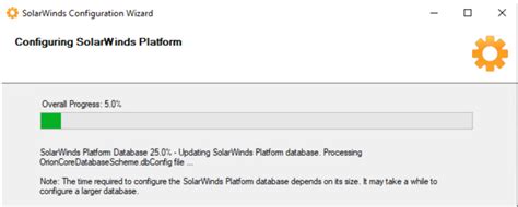 configuration wizard appears stuck during upgrade to solarwinds