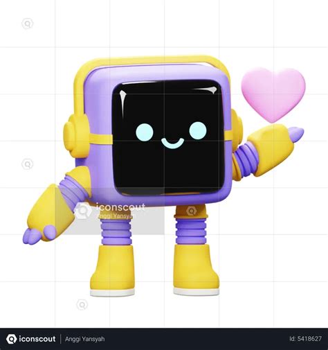 Cube Robot And Love 3d Illustration Free Download Science And Technology 3d Illustrations