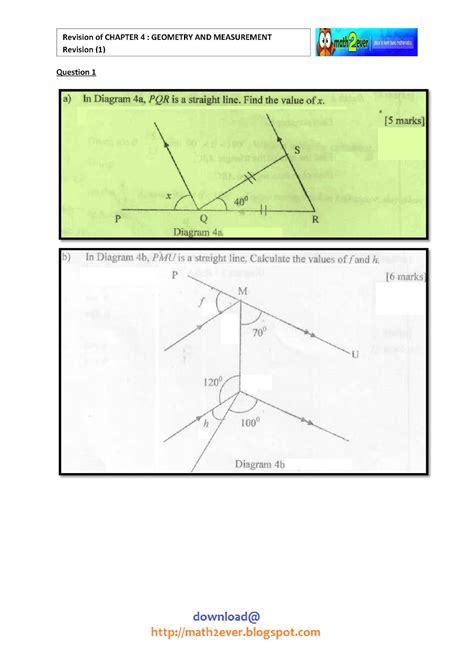 Geometry And Measurement Revision 1 Math2ever™ Place To Learn Basic Mathematics