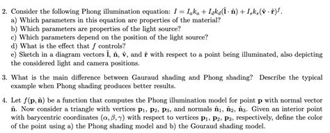2 Consider The Following Phong Illumination