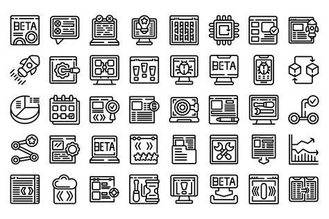 Beta Version Icons Set Outline Vector Graphic By Ylivdesign · Creative Fabrica
