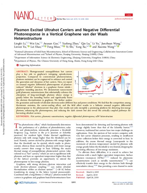 Pdf Plasmon Excited Ultrahot Carriers And Negative Differential Photoresponse In A Vertical