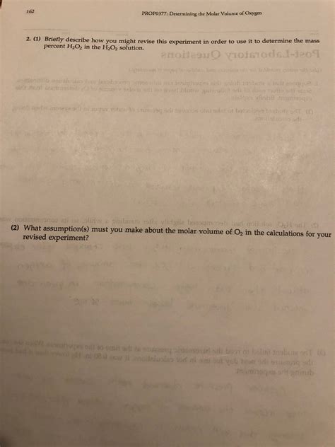Experiment Determining The Volume Of O Produced Chegg Com