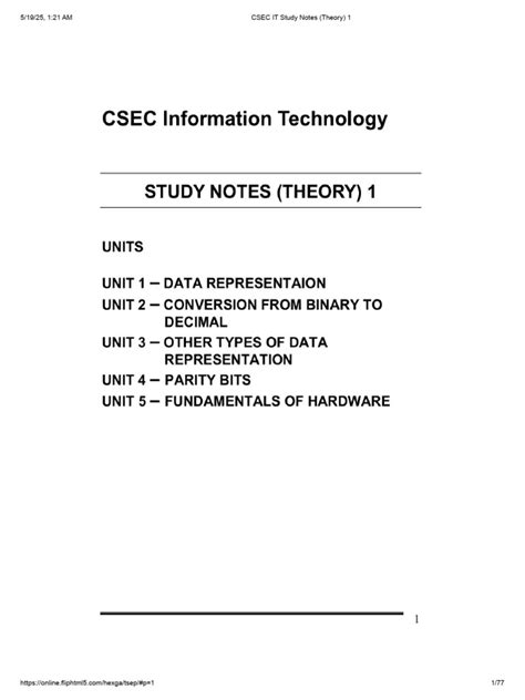 Csec It Study Notes Theory 1 Pdf